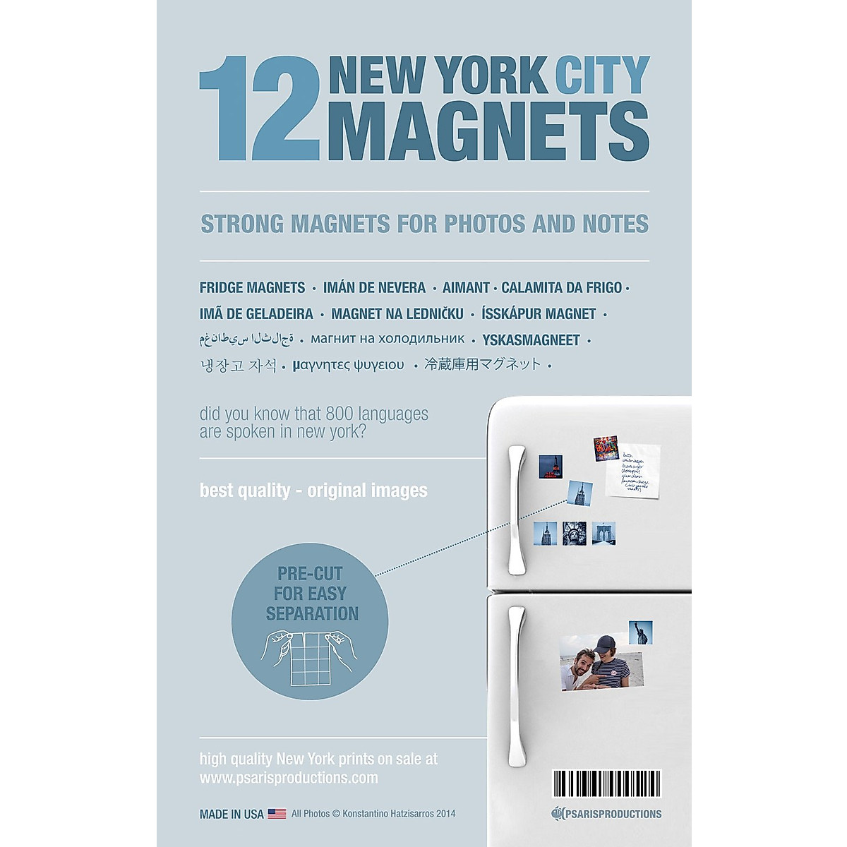 Set of 12 New York Refrigerator Magnets in Elegant Packaging Inside Crystal Clear Bag. Style 12S-2. Our Fridge Magnets are Made in USA.