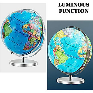 Goplus Desktop World Globe, Educational Geographic World Globe with LED Lights for Students Adults, 720° Rotation Decorative Globe, Easy to Read Labels Over 4000 Locations for Classroom, Office