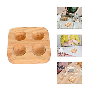 Cabilock Wood Egg Holder Egg Tray 4 Holes Egg Plate Egg Display Stand Storage Containers Rack Egg Decorating Kit for Tabletop Refrigerator