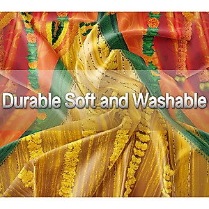 YCUCUEI 7x5ft India Traditional Photography Backdrop Puja Ganpati Pooja Mehndi Festival Background Decorations Wedding Party Marigold Garlands Photo Props