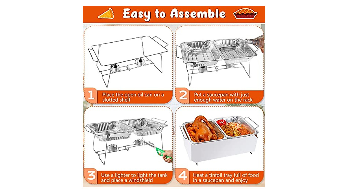 8 Pcs Foldable Chafing Racks - Buffet Food Warmer Stands