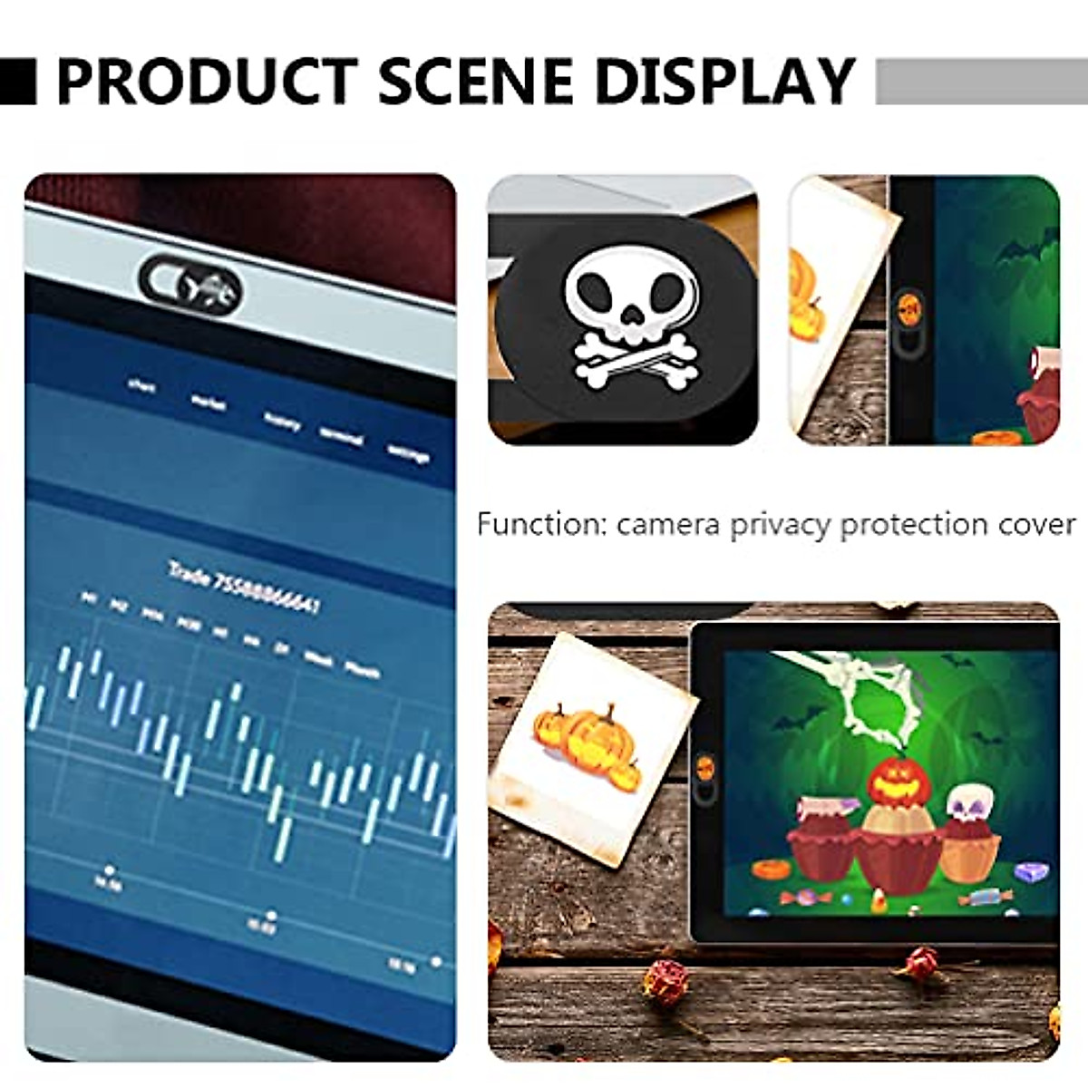 Mobestech 3Pcs Halloween Laptop Camera Cover Slide Laptop Webcam Cover Slide Web Cam Privacy Cover Camera Blocker Sticker for Laptop, PC, Cell Phone, and More Accessories