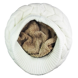 HINDAWI Winter Hat Gloves for Women Knit Snow Ski Outdoor Newsboy Caps Touch Screen Mittens White