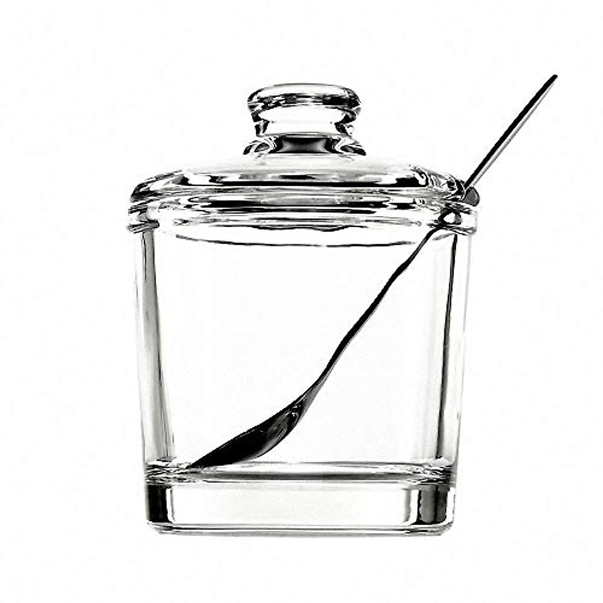 Classic Clear Glass Sugar Bowl with Lid Serving Spoon Salt Pot Pepper Storage Jar Seasoning Pot Dispenser Container Sugar Box Condiment Spice Racks Holder for Home Kitchen