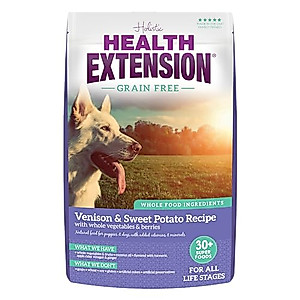 Health Extension Grain Free Venison & Sweet Potato Dry Dog Food (23.5 lb / 10.66 kg) - Lean Protein Formula for Dogs with Poultry Allergies & Sensitive Stomachs