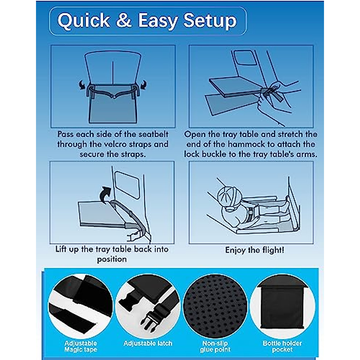 B1jounie YA Flyaway Kids Bed Airplane, Toddler Travel Bed, Baby Airplane Essentials, Airplane Seat Extender for Kids, Portable Airplane Bed for Toddler, Airplane Travel Essentials for Kids