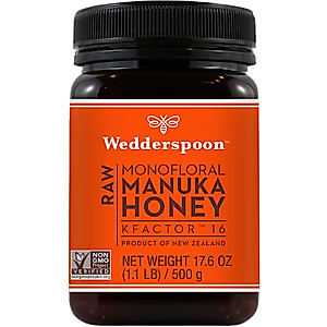 Wedderspoon Raw Premium Manuka Honey, KFactor 16, 17.6 Oz, Unpasteurized, Genuine New Zealand Honey, Traceable from Our Hives to Your Home