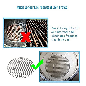 KAMaster 17" BBQ High Heat Stainless Steel Charcoal Fire Grate Fits for XL Big Green Egg Fire Grate and Weber Grill Parts Charcoal Grate Replacement Accessories(17") …