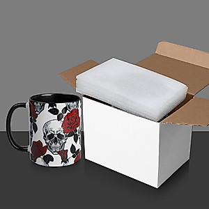 Yamegoun Rose And Skull Coffee Mug 11oz Ceramic Tea Cup Kitchen Decor Microwave Safe for Office and Home Novelty Gifts for Men Women