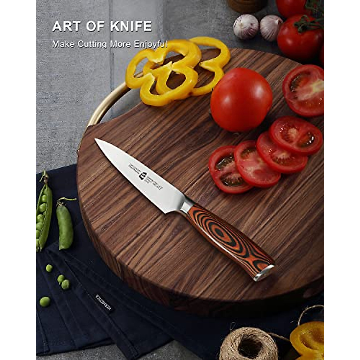 TUO Utility Knife, Small Kitchen Knife, 5 inch Paring Knife High Carbon German Stainless Steel Cutlery with Ergonomic Pakkawood Handle