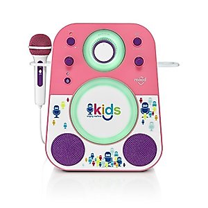 Singing Machine Kids SMK250PP Mood LED Glowing Bluetooth Sing-Along Speaker with Wired Youth Microphone Doubles as a Night Light, Pink/Purple