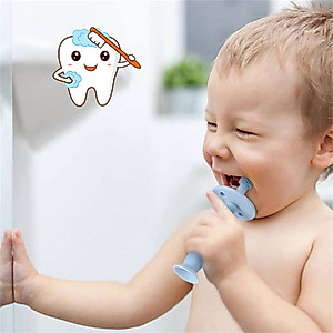 SINGOVE Silicone Toothbrush Makes Brushing Baby and Toddler Teeth Faster and Safer, Extra Soft/Tough Bristles Baby Toothbrush Perfect for Children 2 Months - 6 Years Old (Blue, One Size)