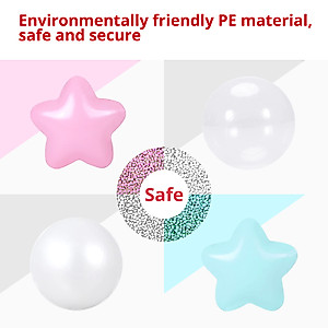 Heopeis Star Pit Balls for Ball Pit - Pack of 100 -Pastel and Pearl Star Balls BPA Free Phthalate Free Crush Proof Balls for Toddlers Baby Kids Party(50Balls+50Stars).