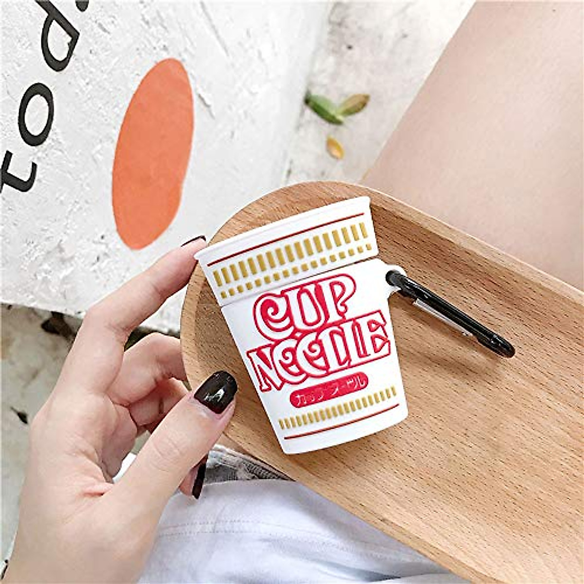 TOU-BEGUIN Charging Case Compatible with Airpods 1/2,Cute Noodles Box Creative Instant Food Container Design Full Protective Earphone Skin Cover