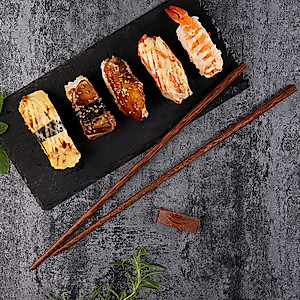 Donxote 12 Inches Cooking Chopsticks 2 Pairs with Chopstick Rest, Kitchen Noodles Frying Wok Long Chopstick, Wooden Reusable Chop Sticks, Apply to Asian Cooking Deep-Fry Food