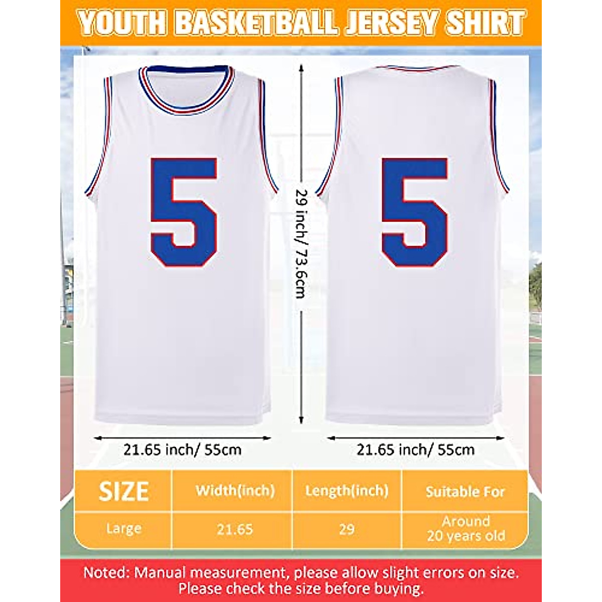 Funtery 12 PCS Men Basketball Jerseys Mesh Basketball Uniform 2XL Reversible Basketball Team Jersey for Men(White)