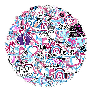 50 Pack Pcs Pregnancy and Infant Loss Awareness Stickers for Water Bottles Waterproof Vinyl Laptop Helmet Inspirational Sticker Packs Bulk Set Adults Women Aesthetic Small Decals