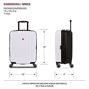 SwissGear 8028 Hardside Expandable Spinner Luggage, Black/White, Carry-On 19-Inch