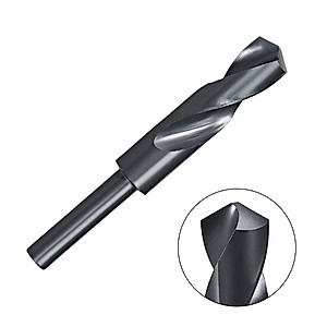 uxcell 1/2" Reduced Shank Drill Bits 21mm Black Nitride Coated High Speed Steel HSS 6542, Twist Drill Bit for Stainless Steel Alloy Metal Plastic