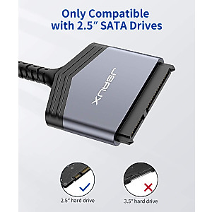 JSAUX SATA to USB C Cable, USB-C 3.1 to 2.5” SATA III Hard Driver Adapter Aluminum Shell External Converter for SSD/HDD Data Transfer-Grey