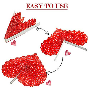WILLBOND 12 Pieces Red Heart Paper Fans Heart Shaped Valentine Day Party Hanging Decorations for Valentines Decor Anniversary Wedding Bridal Shower Photo Backdrops