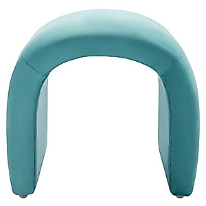 Safavieh Home Collection Kibo Modern Waterfall Sea Blue Velvet Ottoman (Fully Assembled)