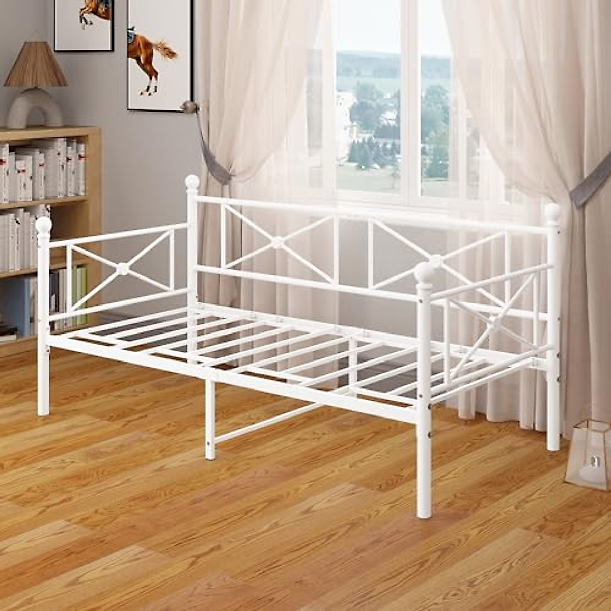 ARFARLY Sofa Bed Daybed Frame Multifunctional Mattress Foundation Premium Steel Slat Support Sofa Bed Frame with Headboard,Twin,Twin XL