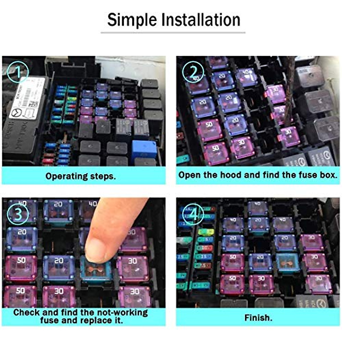 Gebildet 12pcs 12V-24V Automotive Low Profile Jcase Box Shaped Assorted Fuse for Trucks,Cars and SUV,Boat(20A/25A/30A/40A/50A/60A,Each 2pcs)