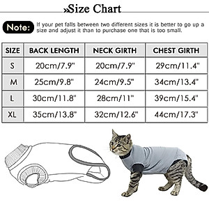 SELMAI Surgical Suit for Cats Surgical Recovery Suit for Dogs Small After Surgery Wear Abdominal Wound Protector Post Operative Dog Shirt Romper Cone E-Collar Alternative Prevent Licking Red L