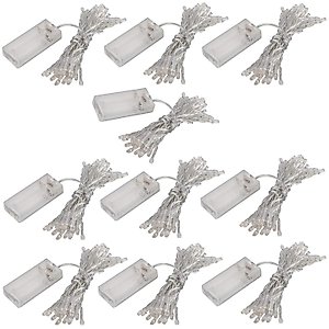 Gift Expressions Cool White 10 Pack of 20 LEDs Mini Bulb Battery Operated, 10ft/3m,Corridor, Patio, Garden, Photo Frame, Bedroom Home Crafts (10 Pack)