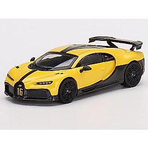 Bugatti Chiron Pur Sport Yellow and Carbon Limited Edition to 4200 Pieces Worldwide 1/64 Diecast Model Car by True Scale Miniatures MGT00428