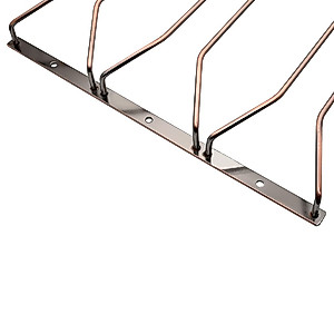 zoohot Wine Glass Rack - Under Cabinet Stemware Wine Glass Holder Glasses Storage Hanger Metal Organizer for Bar Kitchen Red Copper (3 Rows, 1 Pack)