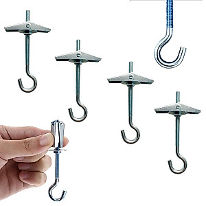Lainrrew 8 Packs Ceiling Hooks, Ceiling Hooks for Hanging Plants, Swag Hooks Plant Hooks Toggle Hooks with Screws and Toggle Wings for Ceiling Installation Wall Fixing