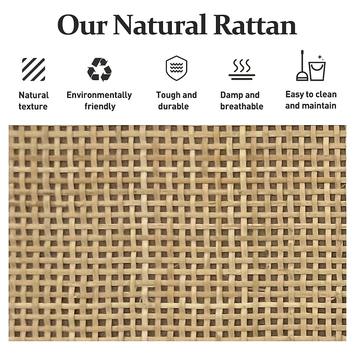 RoyalCraft Nightstand Set of 2, Accent Bedside Table with 2 Rattan Decor Drawers and Large Storage Shelf, Boho Wood End Table Organizer for Bedroom, Living Room, Coffee