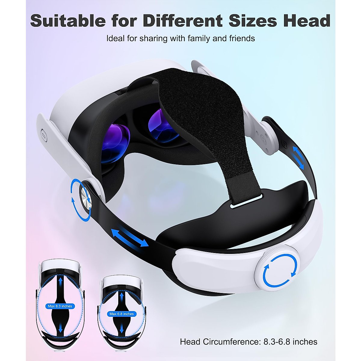 Kawaye for Meta Quest 3S/Quest 3/Quest 2 Head Strap, Adjustable Head Strap for Elite Strap, VR Headset Strap Enhanced Support&Comfort&Reduce Pressure