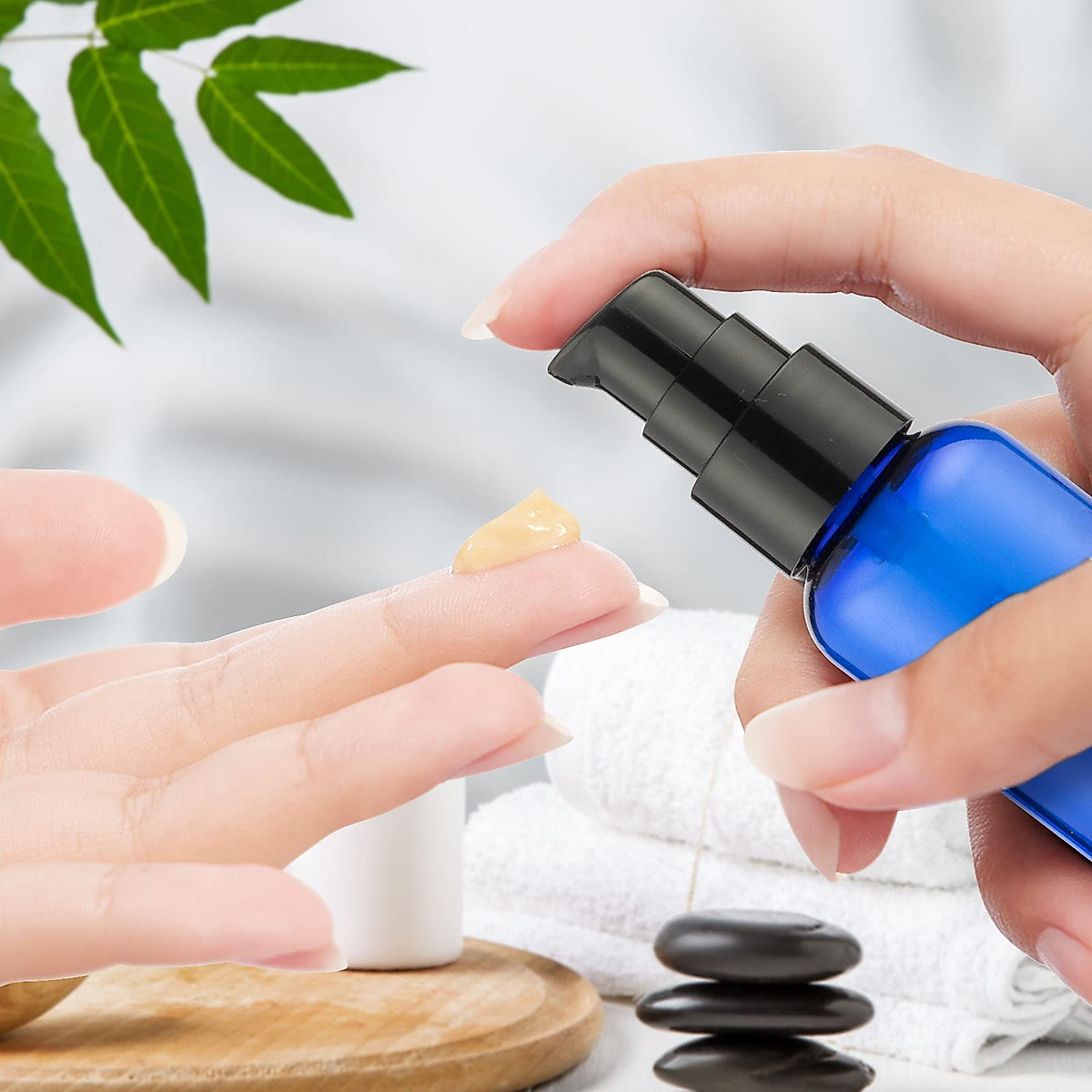 RAYNAG 5 Pack Empty Refillable Plastic Pump Bottle Ideal for Lotion Cream Essential Oil Travel Small Container,50ml/1.7oz