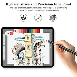 METRO Universal Stylus Pens for Touch Screens - High Sensitivity Capacitive Stylus Fiber Tips 2 in 1 Touch Screen Pen for iPad iPhone and All Other Tablets & Cell Phones (Black/Blue/Purple/Pink)