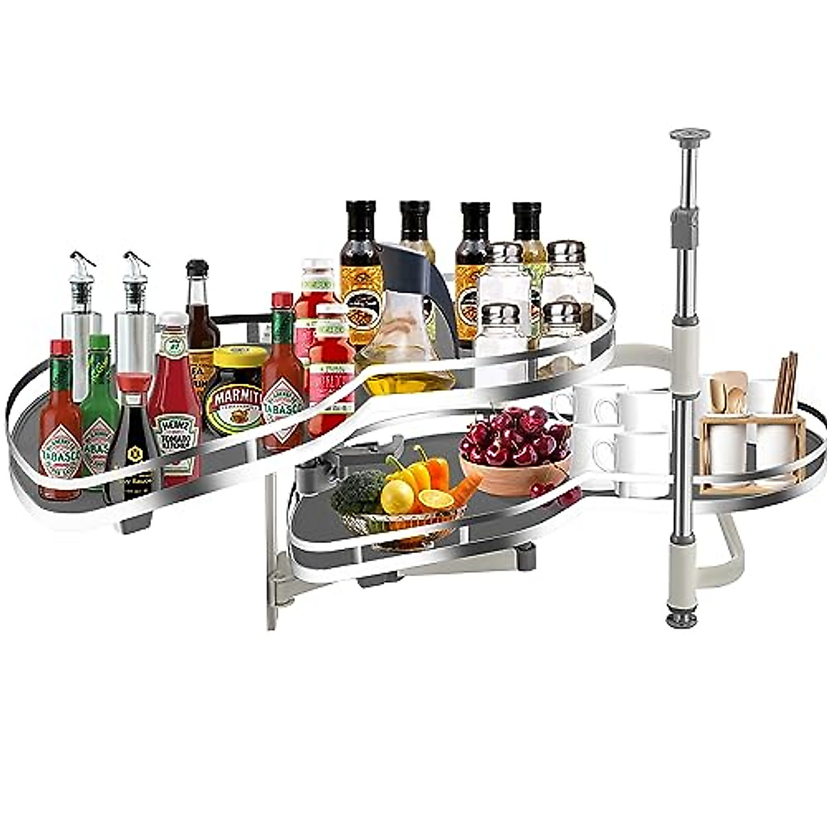 VEVOR Swing Left Blind Corner Cabinet Pull Out for 36 inch Cabinet, 2 Tier Tray Kitchen Soft Close Cloud Organizer Right Handed Open