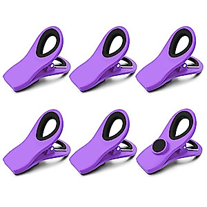 Chip Clips, Bag Clips, 6 Pack Purple Magnetic Clips, Chip Clips Bag Clips Food Clips, Bag Clips for Food, Clips for Food Packages, Magnet Clips, Chip Bag Clip, Magnetic Chip Clips for Fridge