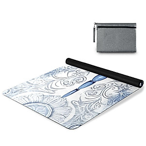 GOODOLD Dragonfly Pattern Yoga Mat, 71 x 26 Inch Non-slip Yoga Mats Folding Travel Exercise Mat Indoor Outdoor Gym Pilates with Storage Bag for Women Men