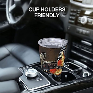 quopvn Butterfly Clocks Print 20oz Car Cup Ps Material Lid, Perfect For Hot & Cold Drinks