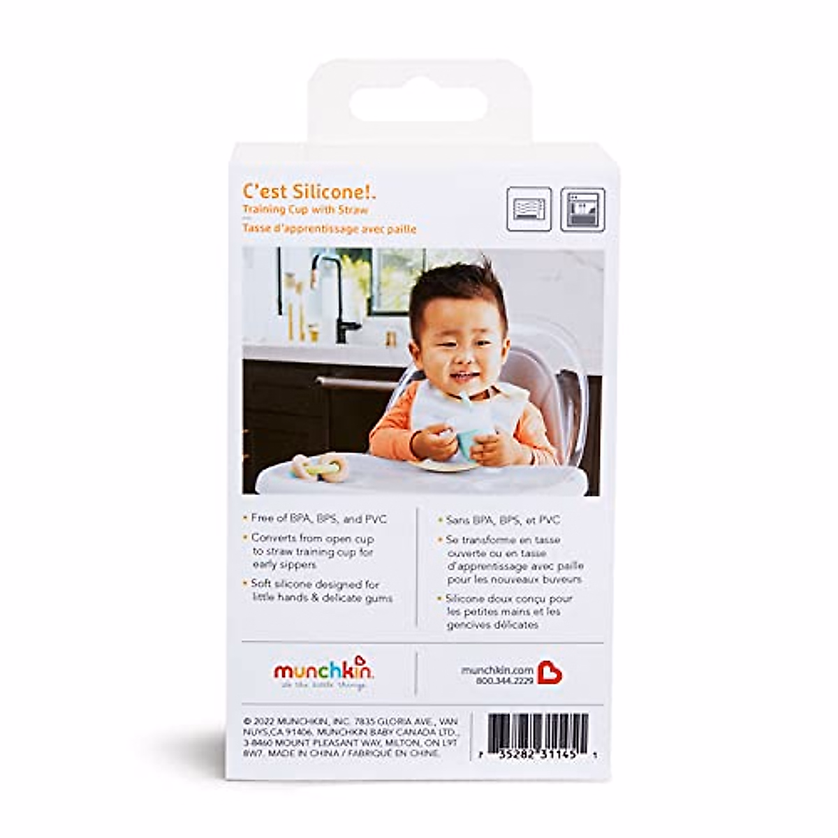 Munchkin® C’est Silicone! Open Training Cup with Straw for Babies and Toddlers 6 Months+, 4 Ounce, Coral