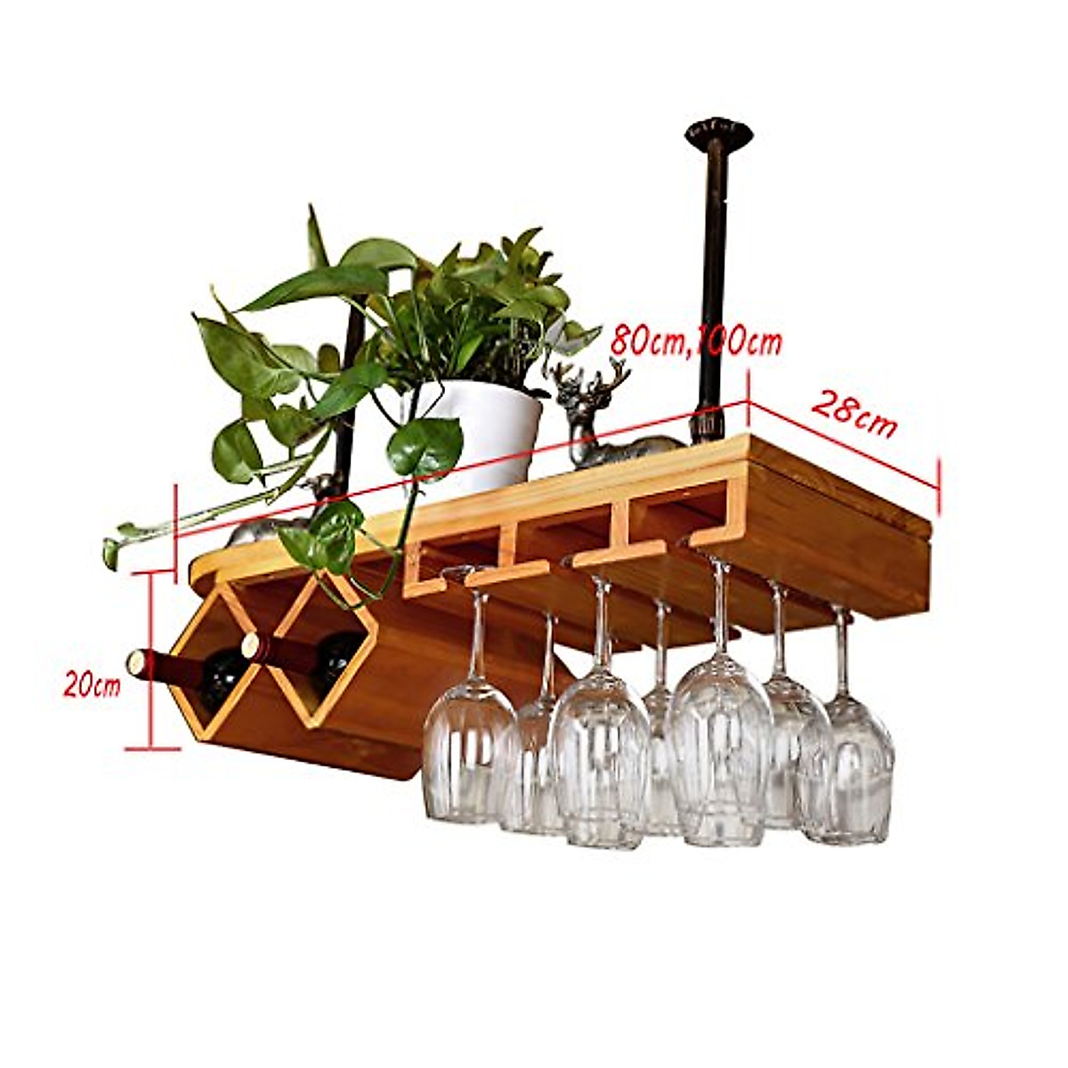 Stylish Simplicity European Solid Wood Wine Rack Wine Rack Wine Glass Rack, PIBM, b, 100 * 28 * 20cm