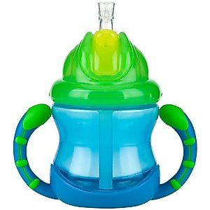 Nuby Two-Handle Flip N' Sip Straw Cup, 8 Ounce, Colors May Vary