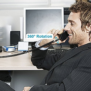 Telephone Cord Detangler,LOVK 2 Pack 13Ft Uncoiled / 2Ft Coiled Telephone Handset Cord with 2 Pack 360 Degree Rotating Landline Cable Detangler Swivel Cord Untangler Telephone Accessory