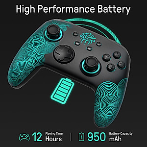 FUNLAB Firefly™ [Luminous Pattern] Switch Pro Controller Wireless Compatible with Nintendo Switch/OLED/Lite, Bluetooth Remote Gamepad with 7 LED Colors/NFC/Paddle/Turbo/Motion Control