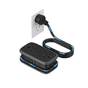 Travel Power Strip with USB C Port, NTONPOWER Flat Plug Extension Cord with 4 Outlets 3 USB (1 USB C) for Cruise Ship Essentials, 4ft Wrapped Short Extension Cord for Hotel Dorm Room