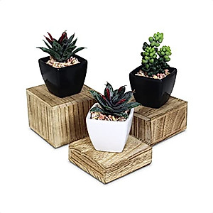 MOOCA Wooden 3 Pcs Square Risers for Display Jewelry and Accessories Display Stand, Wooden Risers for Display, Wood Display Stand Wooden Display Risers, Oak Color
