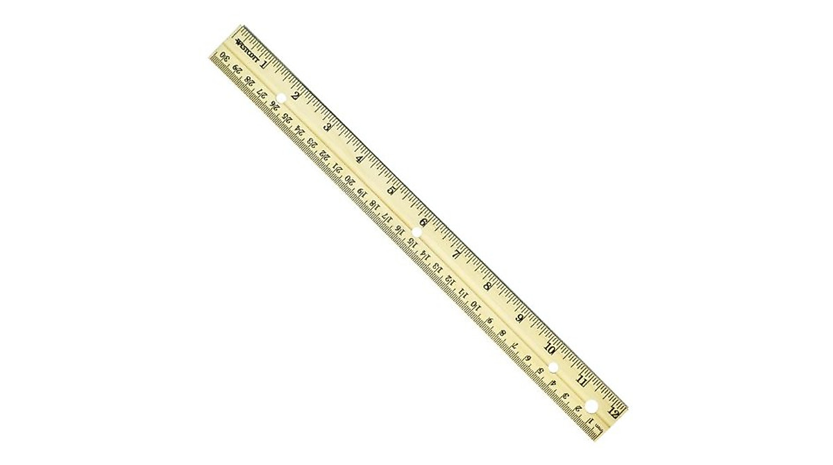 Westcott 12-Inch Hole Punched Wood Ruler - Durable & Accurate