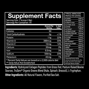 Giant Sports Bone Broth Plus Greens | Organic Super Greens Powder + Delicious Collagen Peptides Mix | Paleo and Keto Friendly | Natural Chicken Flavor 14 Servings